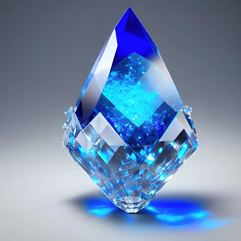 Large Clear Quartz Crystal Standing on Rough Stone Emitting Light Beam ...