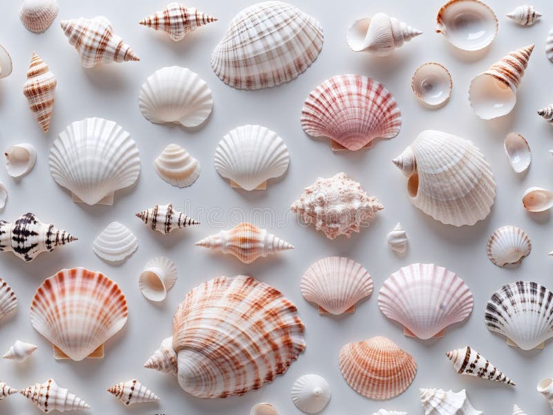Beautiful Collection Various Seashells Different Shapes Colors Stock ...