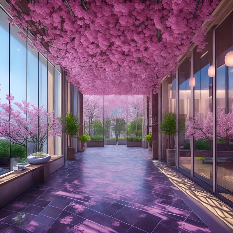 Ai Generated a Beautiful Floral Installation on the Ceiling of a Grand ...