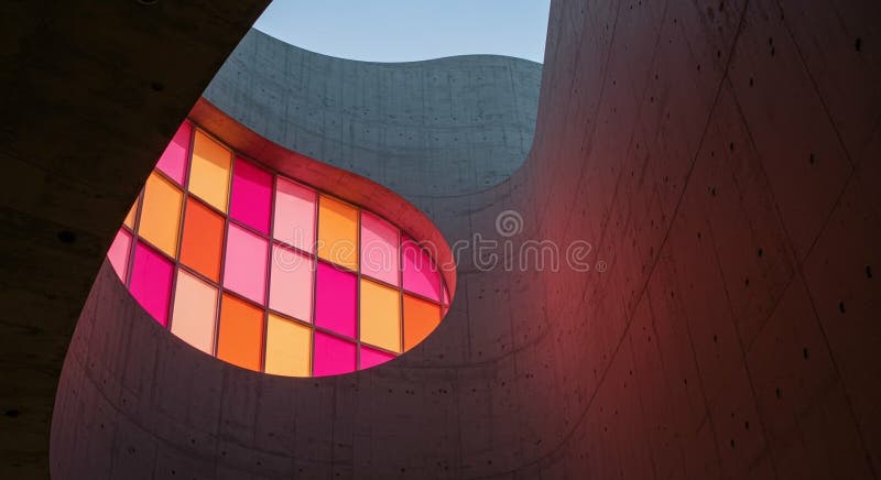 AI-generated Beautiful Modern Curved Architecture with Stain Glass ...