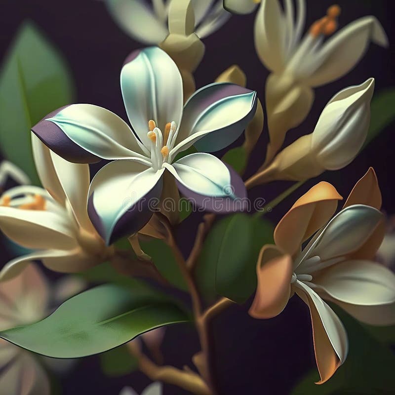 AI Generated Beautiful Muda Jasmine Exotic Flowers Stock Illustration ...