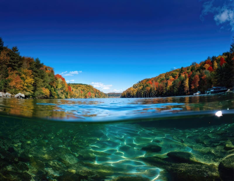 AI Generated Beautiful Nature Scene of a River Bed with Clear Water and ...