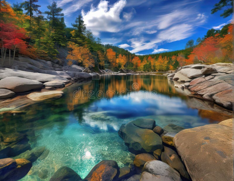 AI Generated Beautiful Nature Scene of a River Bed with Clear Water and ...