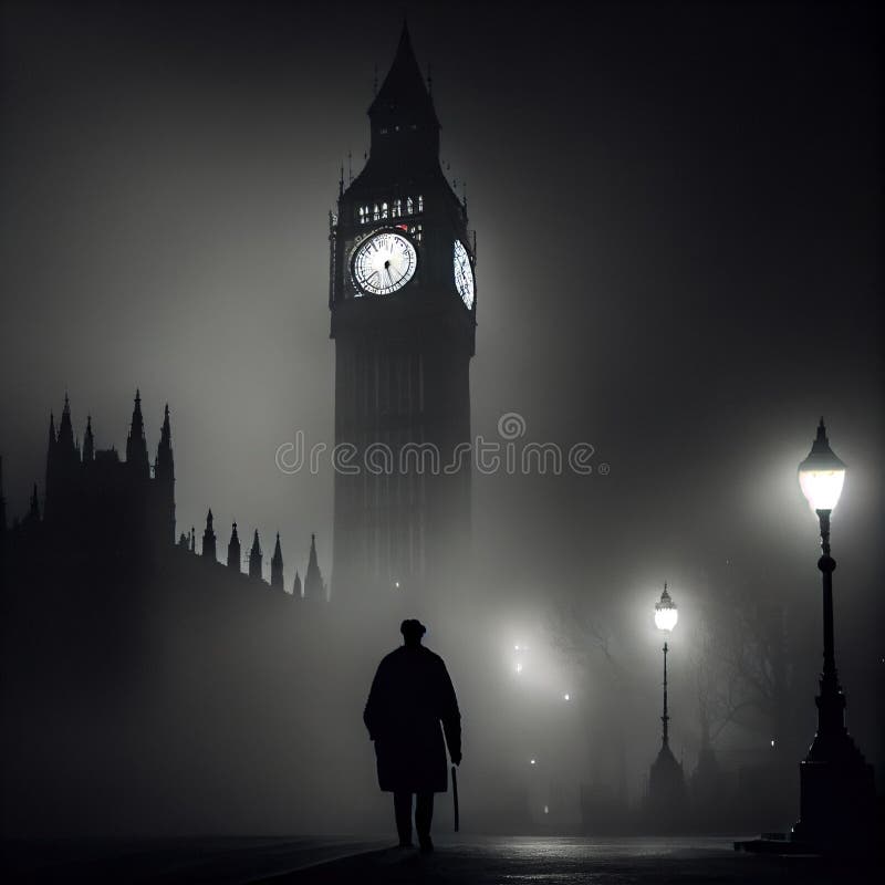 Silhouette of Big Ben Emerging from the Mist Stock Illustration ...