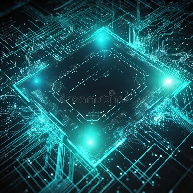 Ai Generated. Big Square Data Neon Lights Background Stock Illustration ...