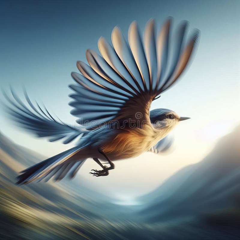 AI-generated Bird Mid-flight Against a Serene Twilight Sky Stock Image ...