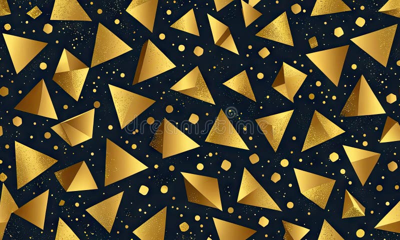 A Gold Pattern of Triangles is Displayed on a Black Background. Stock ...