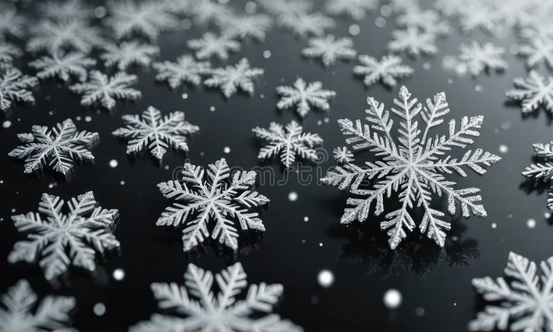 A Black Background with Snowflakes on it. Stock Illustration ...