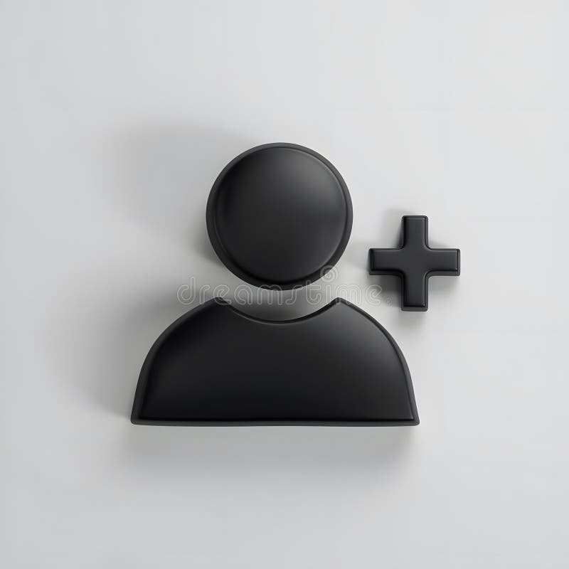 Black Icon of User Silhouette with Small "+" Sign, Symbolizing User ...