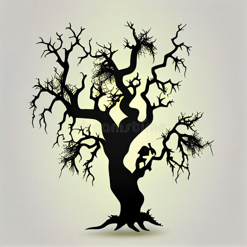 Spooky Tree, Black Silhouette, Made with Generative AI Stock ...