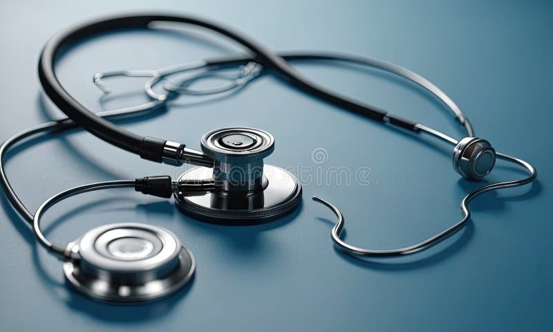 A Stethoscope is Laying on a Blue Surface. Stock Illustration ...
