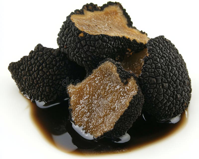 Black Truffle Segments with Crumbled Texture Placed on Slate Stone ...