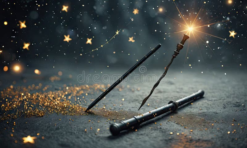 A Pair of Wands are on the Ground, One of Which is Broken. Stock ...
