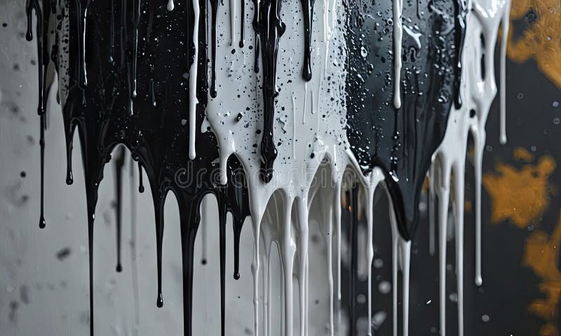 A Black and White Painting of a Dripping Paint Can. Stock Illustration ...