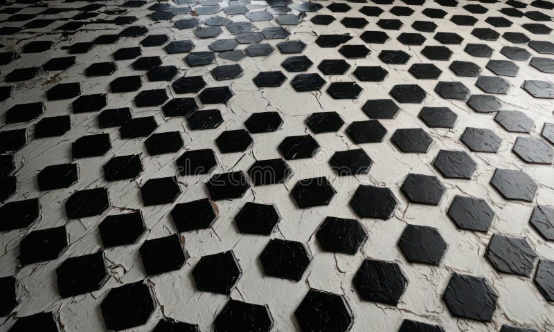 A Black and White Checkered Floor with a Few Black Squares. Stock ...