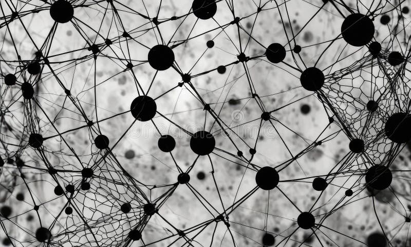 A Black and White Image of a Network of Dots. Stock Illustration ...