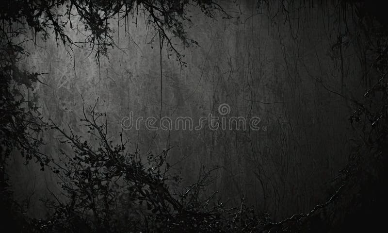 A Dark Image of a Tree with Branches and Leaves. Stock Illustration ...