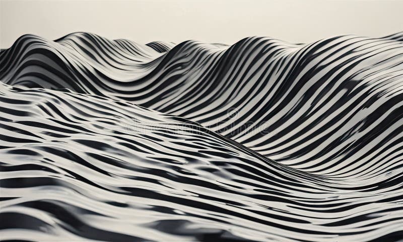 A Black and White Image of a Mountain with a Wave-like Pattern. Stock ...