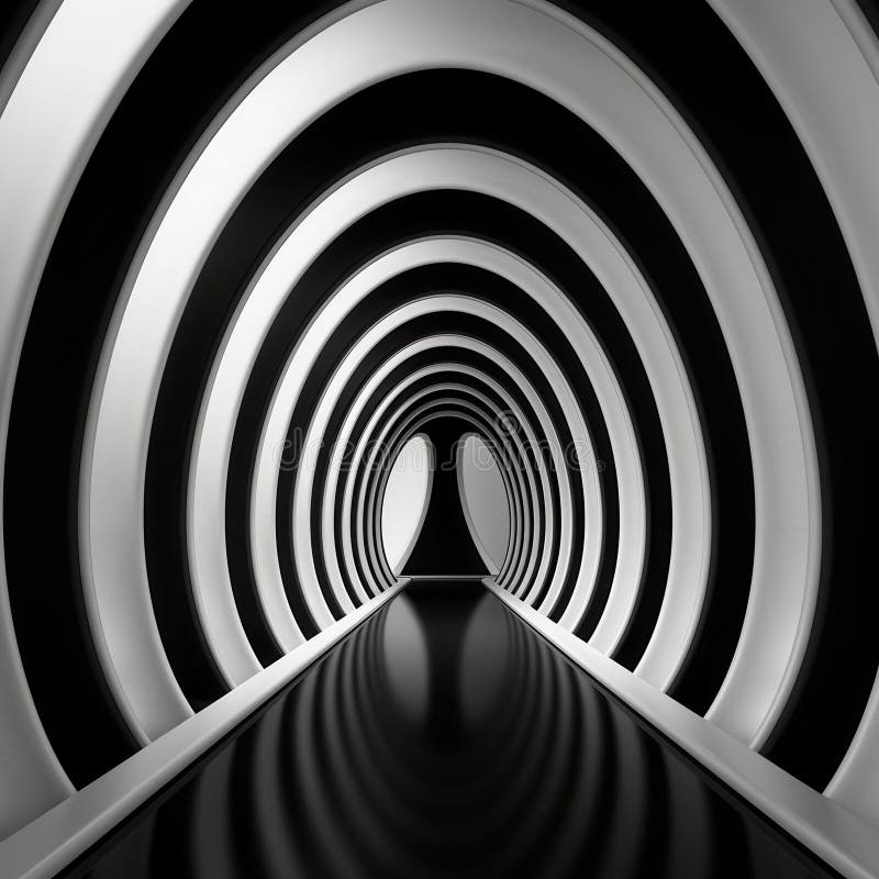 Ai Generated Black and White Tunnel Creating Zoom Effect with ...