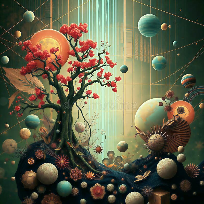 A Blend of Organic and Digital Aesthetics Stock Illustration ...