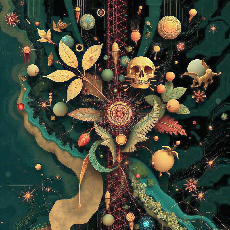 A Blend of Organic and Digital Aesthetics Stock Illustration ...