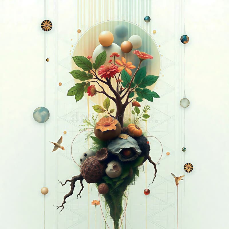 A Blend of Organic and Digital Aesthetics Stock Illustration ...