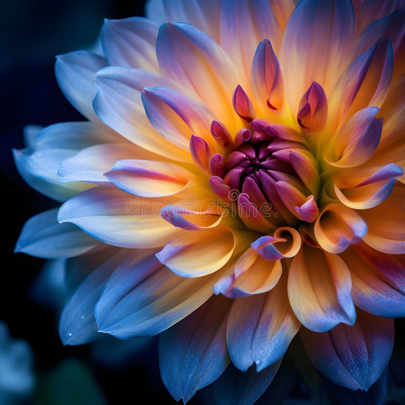 AI Generated Blooming Georgina Flower Stock Illustration - Illustration ...