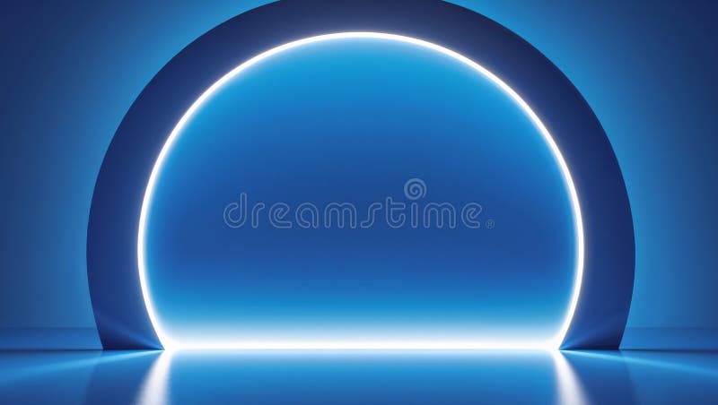 Blue Abstract Spotlight Background with Reflective Circle Display ...