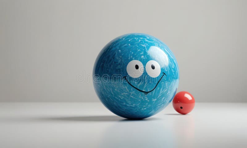 A Blue Ball with a Smiley Face on it is Sitting Next To a Red Ball ...