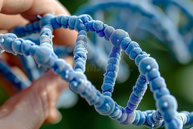 Blue Ceramic DNA Structure Held by Hand, Detailed Molecular Model ...