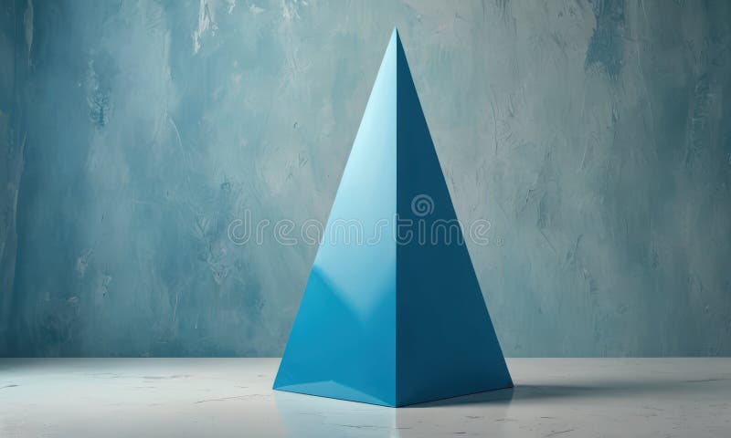 A Blue Pyramid Sits on a Table in Front of a Blue Wall. Stock ...