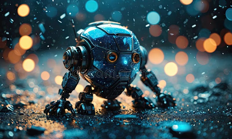 A Robot is on the Ground with a Blurry Background. Stock Illustration ...