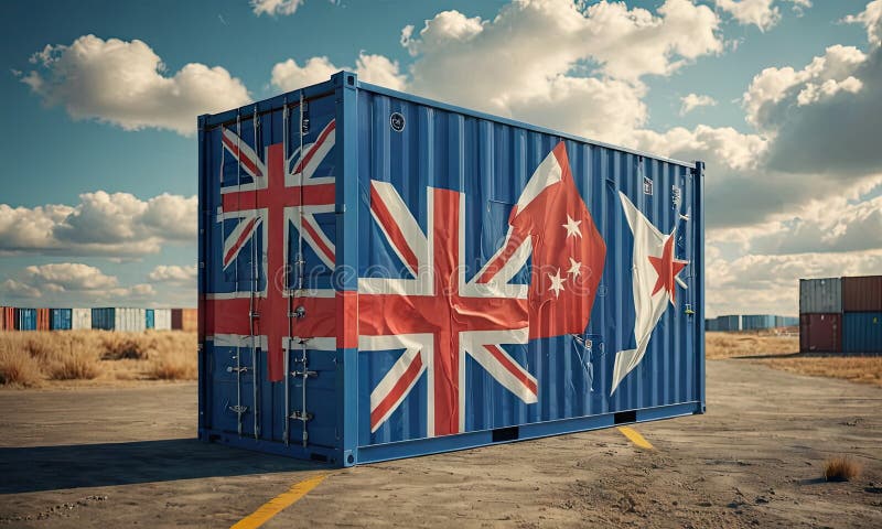 A Blue Container with a Flag Design on it. Stock Illustration ...