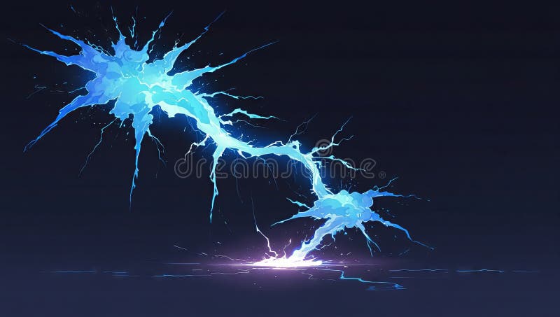 Blue Thunderbolt with Flash and Power Energy Splash Design for Game UI ...