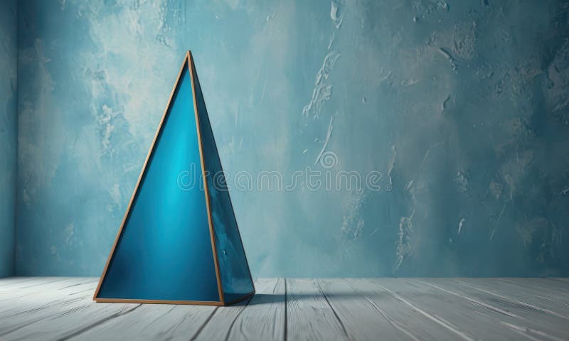 A Blue Triangle is Sitting on a Wooden Floor. Stock Illustration ...