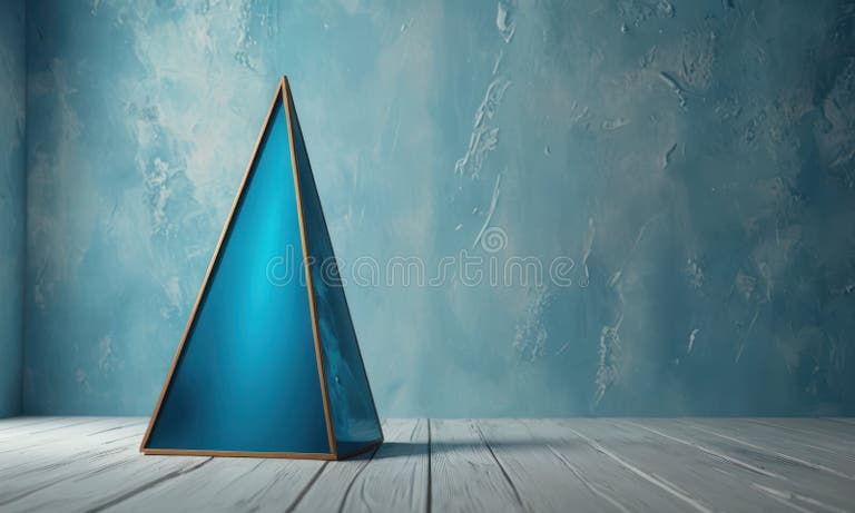 A Blue Triangle is Sitting on a Wooden Floor. Stock Illustration ...