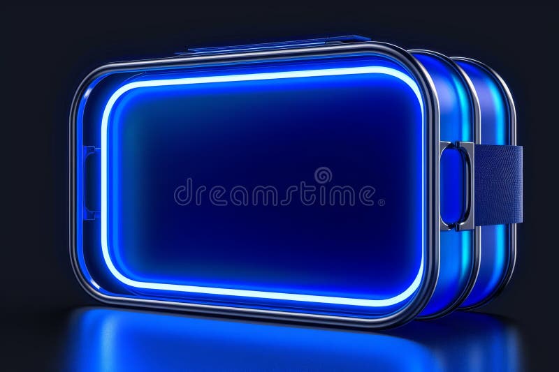 Blue VR Headset with Neon Lights, Representing Advanced Virtual Reality ...