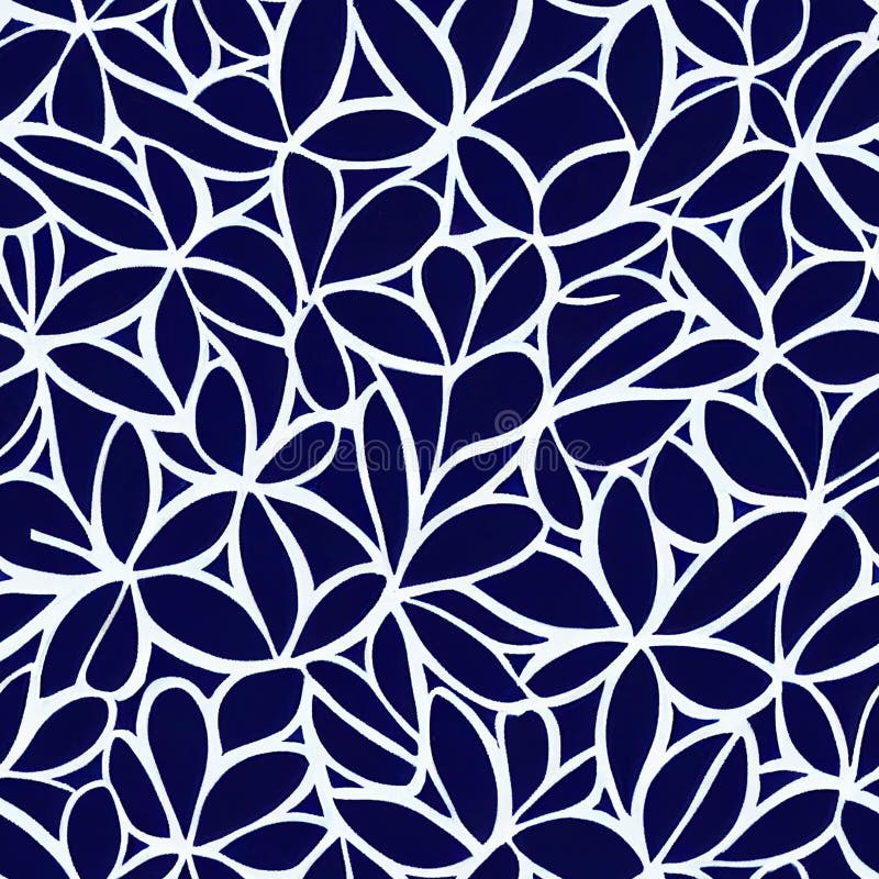 AI-generated Blue and White Floral Pattern. Stock Illustration ...