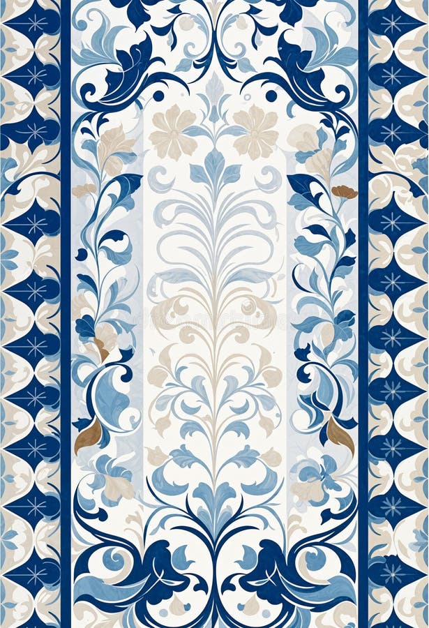 A Blue and White Pattern of the Traditional Spanish Tilework Inspired ...