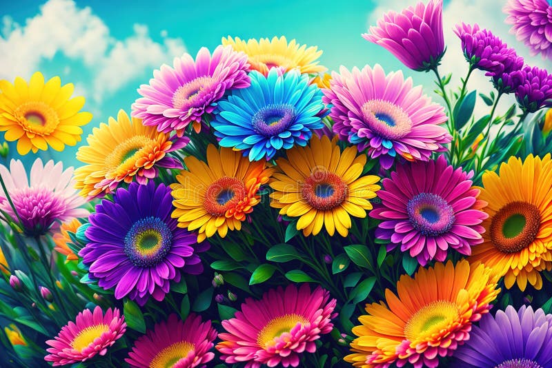 Bouquet of Colorful Bright Spring Flowers by AI Generated Stock ...