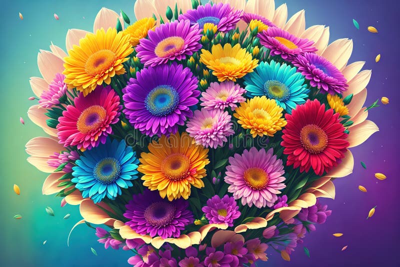 Bouquet of Colorful Bright Spring Flowers by AI Generated Stock ...