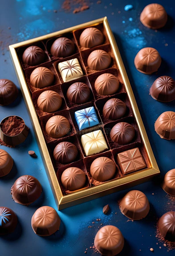 A Box of Chocolates with a Blue Background Stock Illustration ...