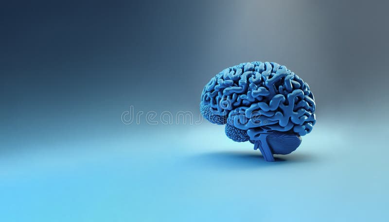 AI Generated. Brain on Blue Clear Background Stock Illustration ...