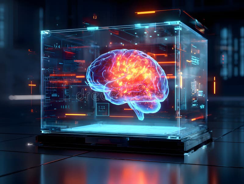 AI-Generated Brain in Transparent Data Cube – Concept of Artificial ...