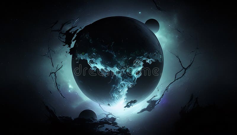Ethereal Planet Suspended in Endless Darkness, Made with Generative AI ...