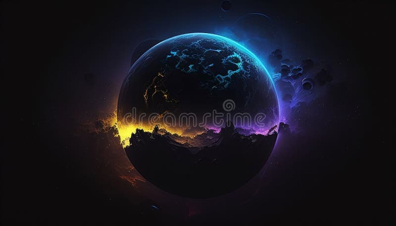Ethereal Planet Suspended in Endless Darkness, Made with Generative AI ...