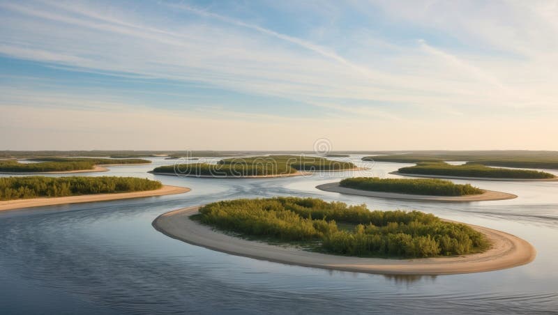 Breathtaking View of Islands and Wavy River. Stock Image - Image of ...