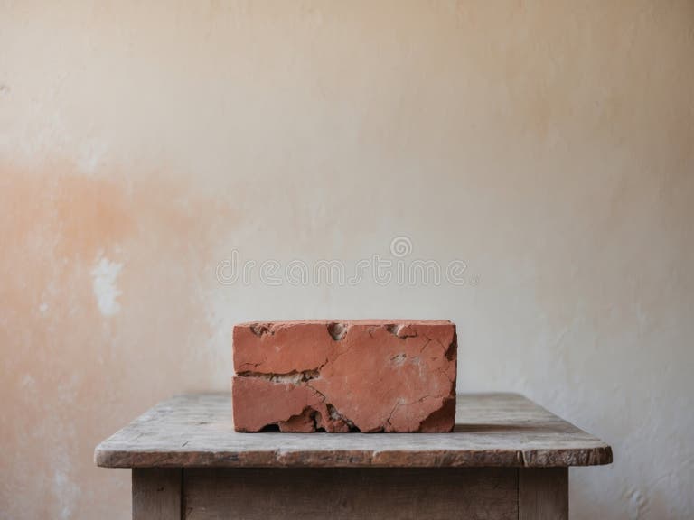 A Brick is Sitting on a Table in Front of a Wall Stock Photo - Image of ...