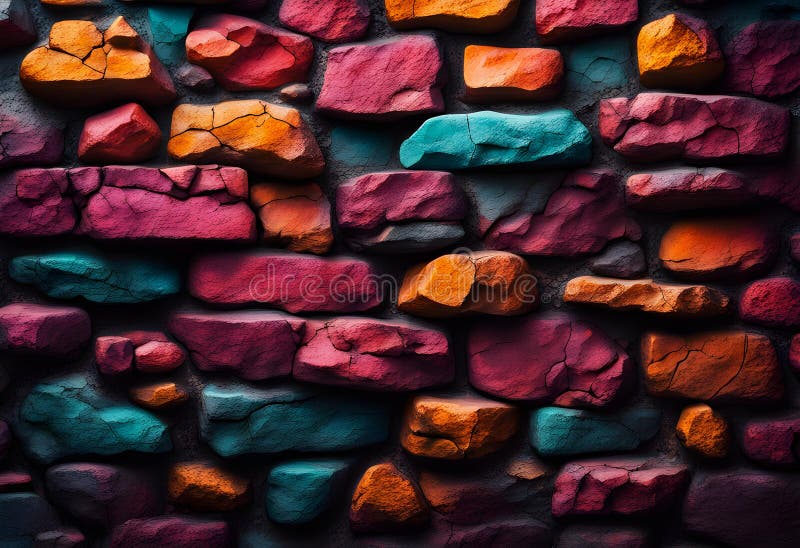 Brick Wall. Neon Stone Texture Stock Illustration - Illustration of ...