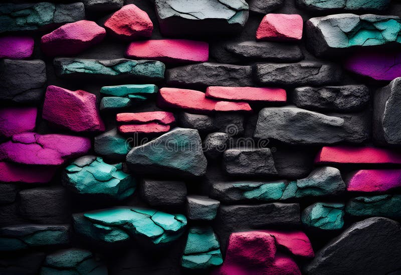 Brick Wall. Neon Stone Texture Stock Illustration - Illustration of ...